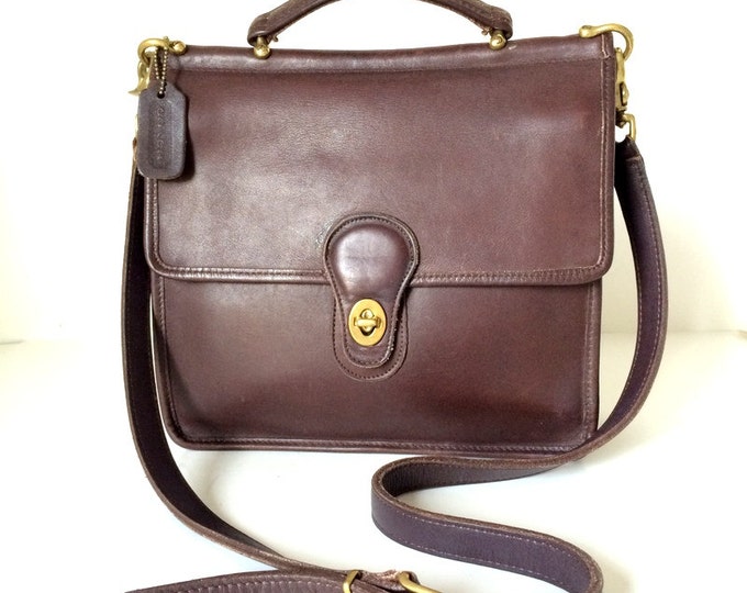Vintage Coach #M4N-4154 Mahogany Brown Leather Willis Station Crossbody ...