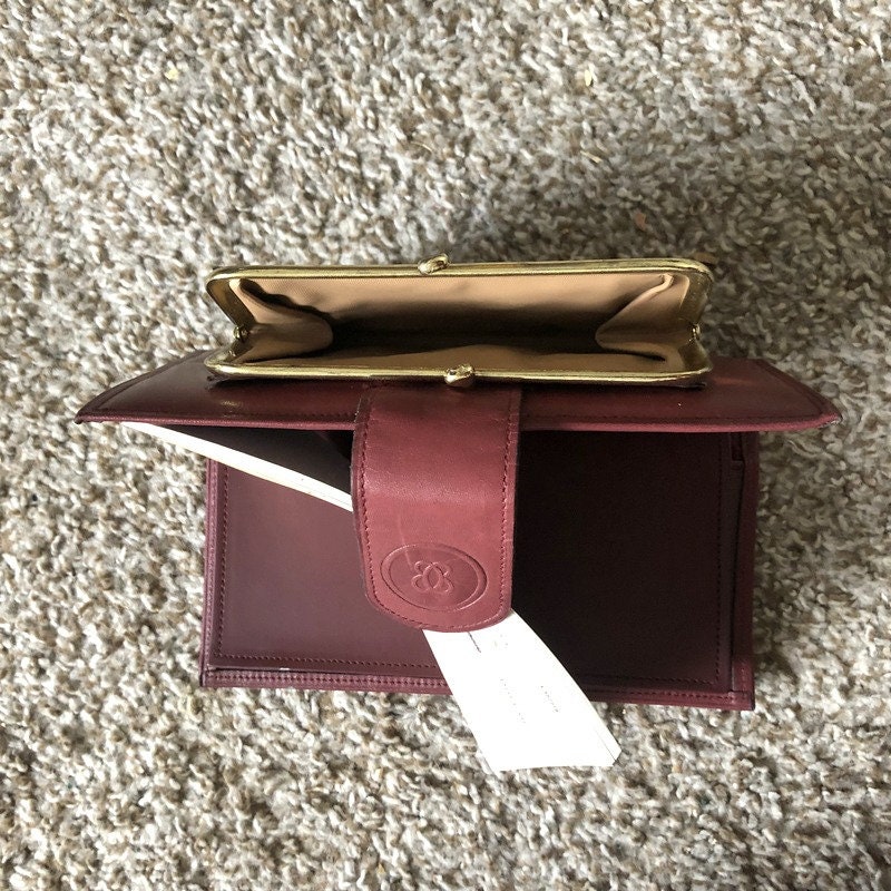 Vintage Checkbook Clutch Bosca Bi-fold Leather Kiss-lock Wallet - Etsy