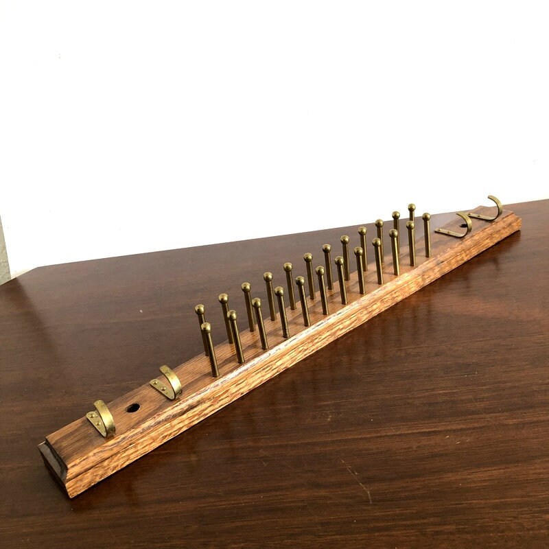 Solid Wood and Brass Pin Wall Mount Hanging Rack - Etsy