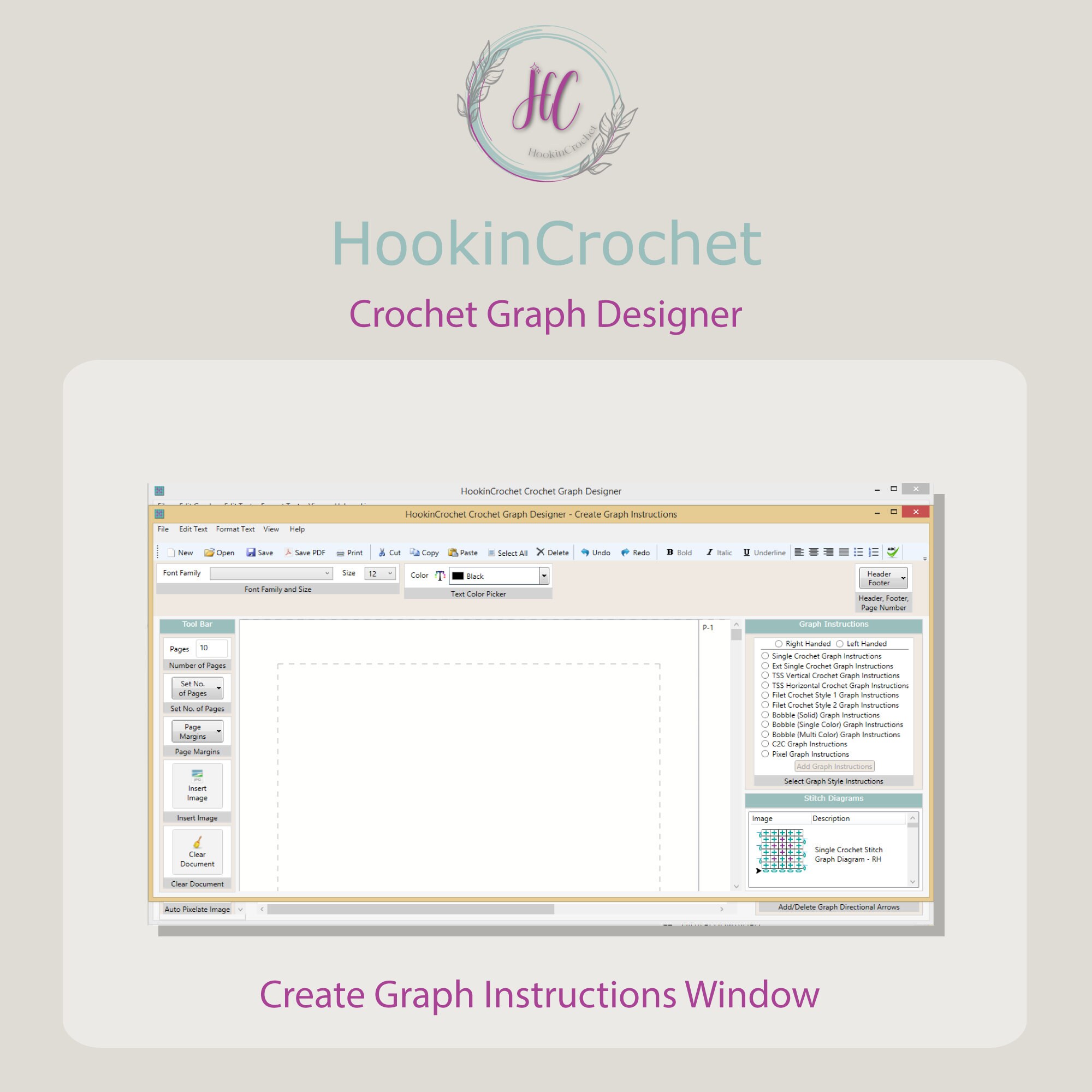 Hookincrochet Crochet Graph Designer Software, Windows, Crochet Graph ...