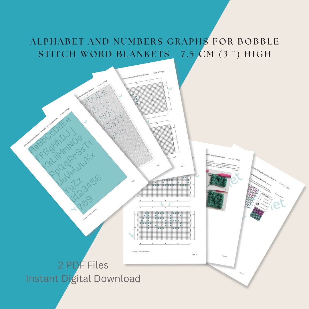 Alphabet and Numbers Graphs for Bobble Stitch Crochet Word Graph ...
