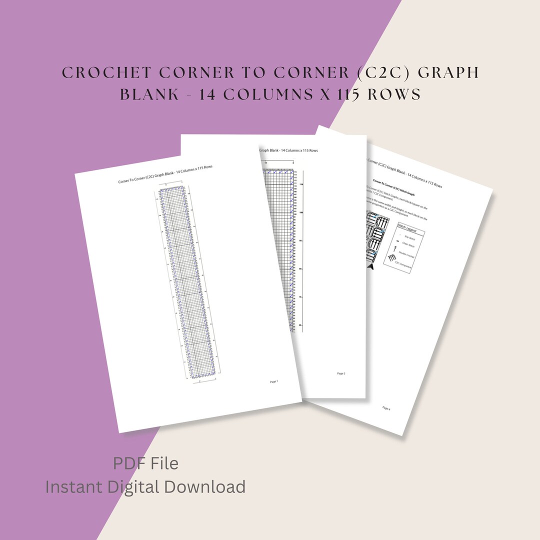 Crochet Corner to Corner, C2C, Graph Blank, 14 Columns X 115 Rows ...