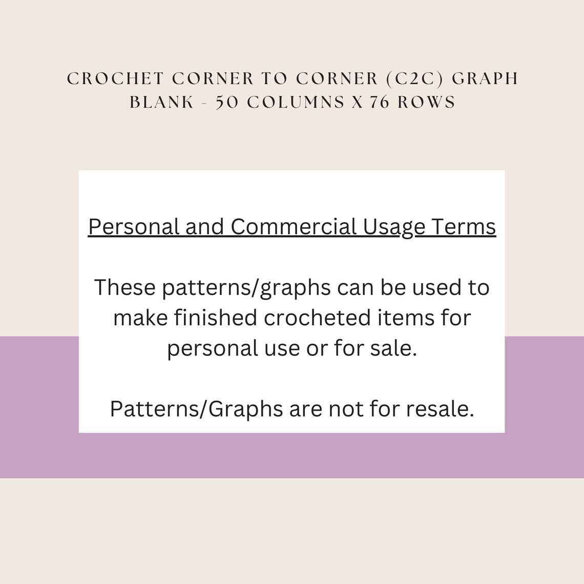Crochet Corner to Corner, C2C, Graph Blank, 50 Columns X 76 Rows ...