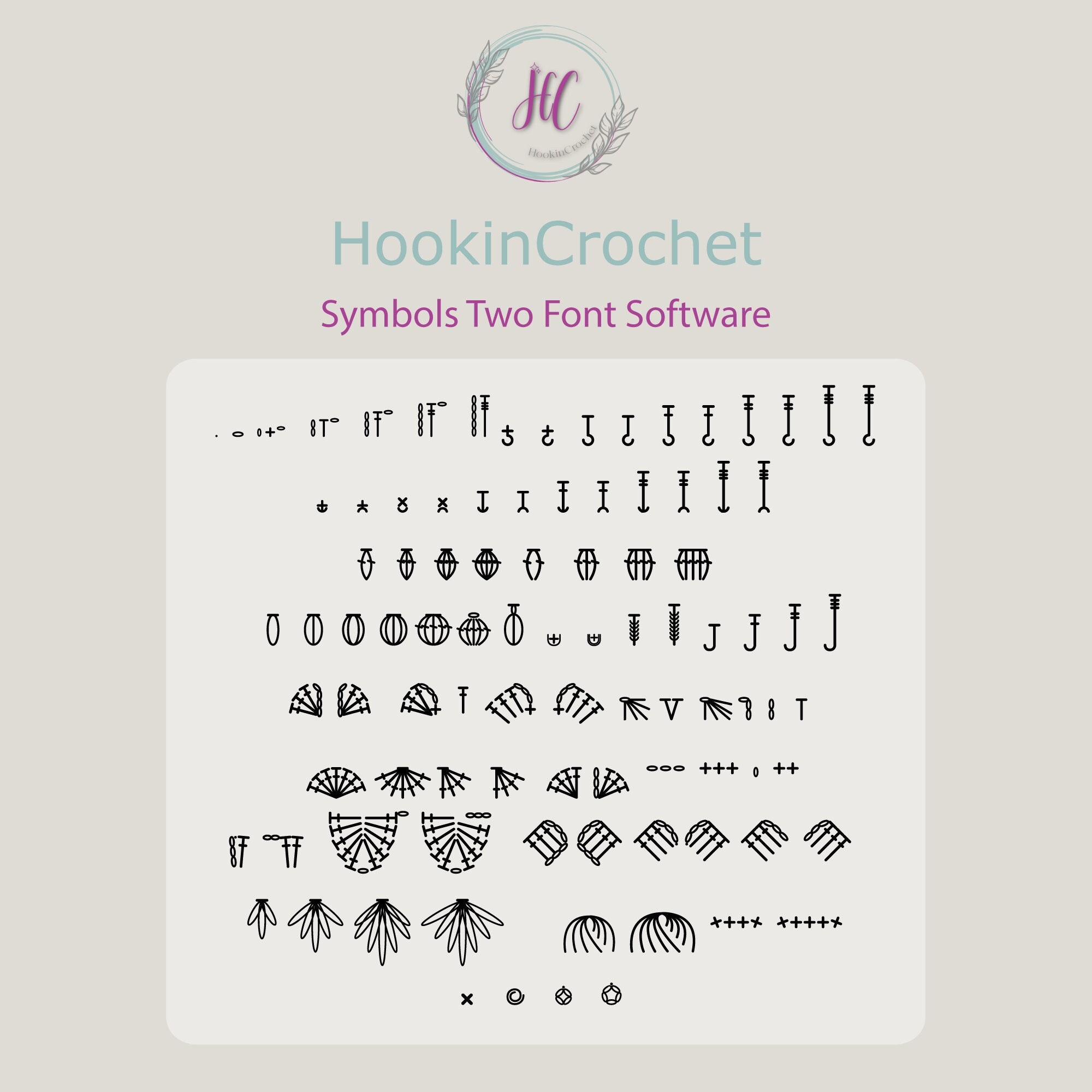 Hookincrochet Symbols 2 Font Software, Crochet Font, Crochet Symbols ...