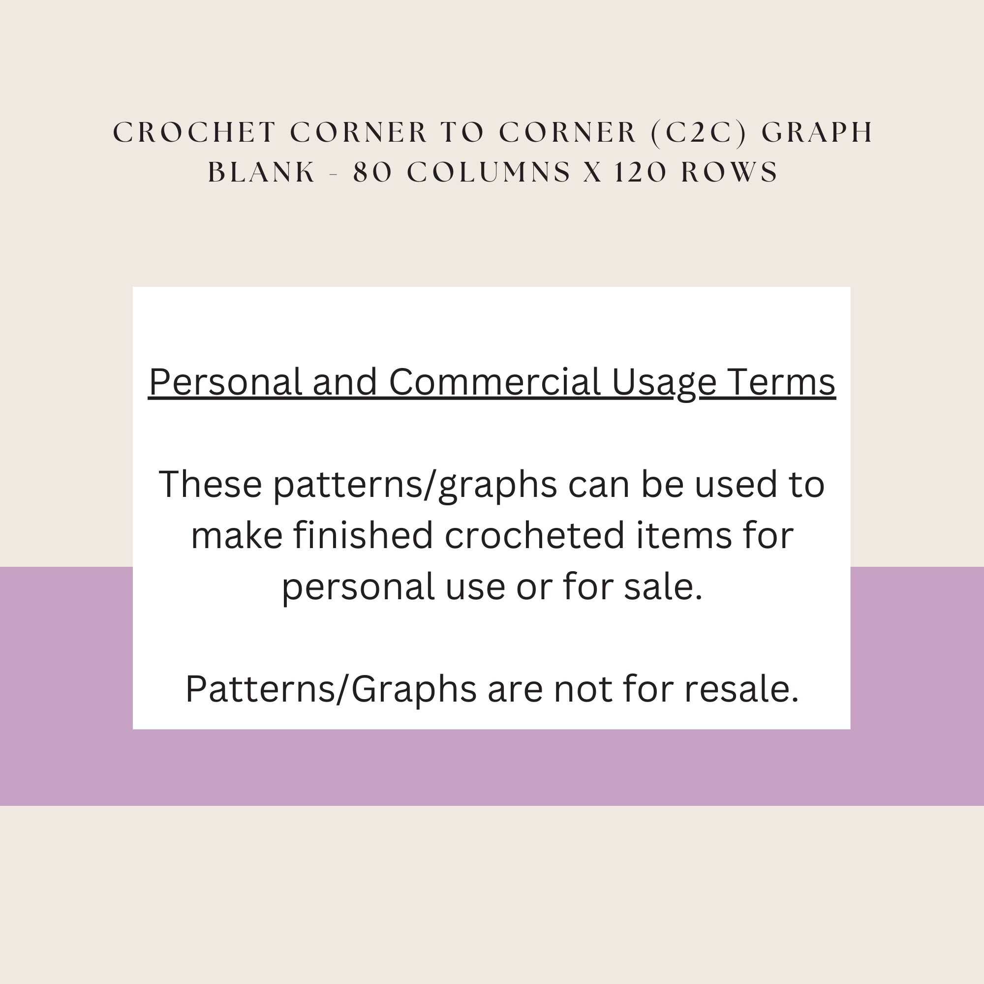 Crochet Corner to Corner, C2C, Graph Blank, 80 Columns X 120 Rows ...