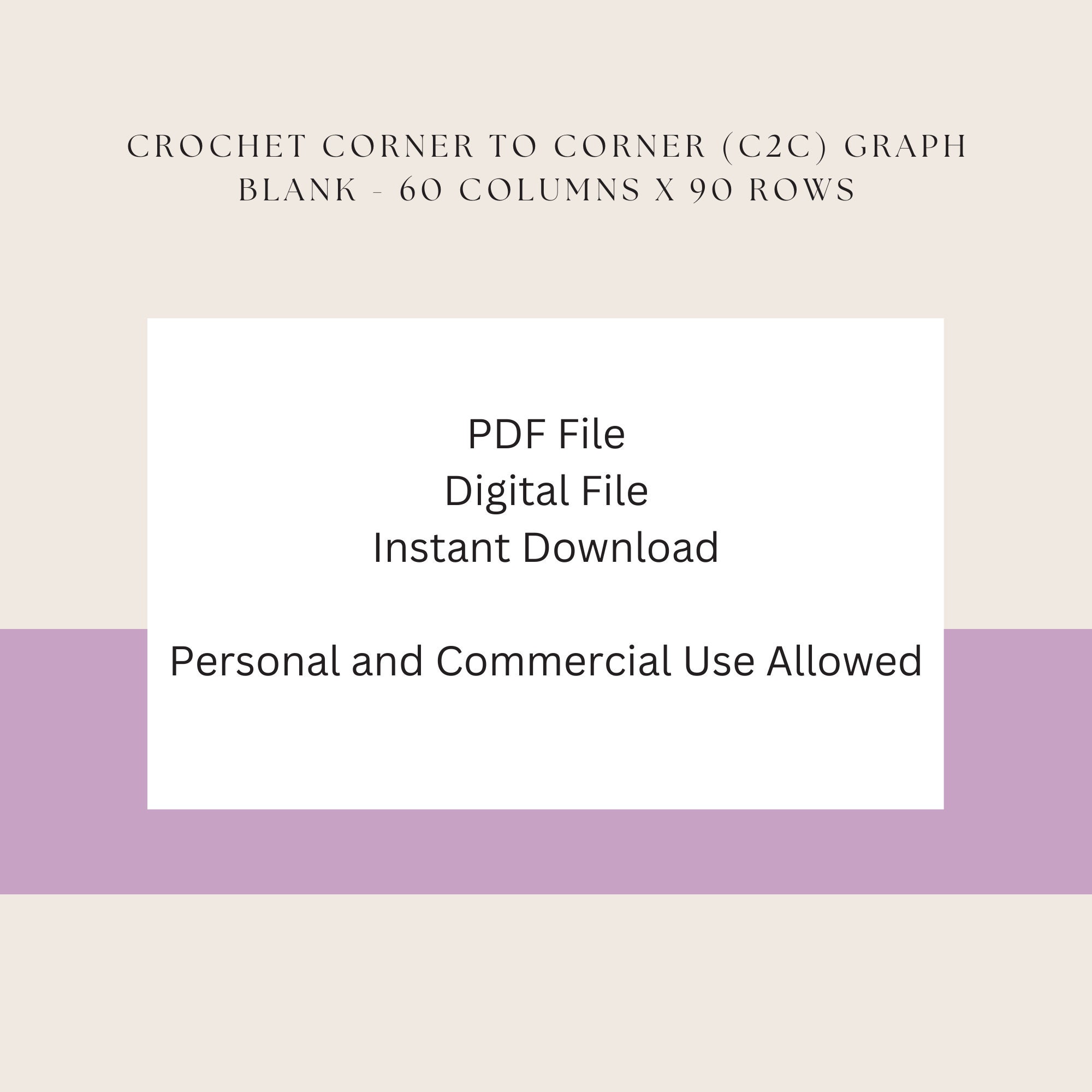 Crochet Corner to Corner, C2C, Graph Blank, 60 Columns X 90 Rows ...