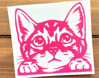 Peeking Cat Decal - Etsy