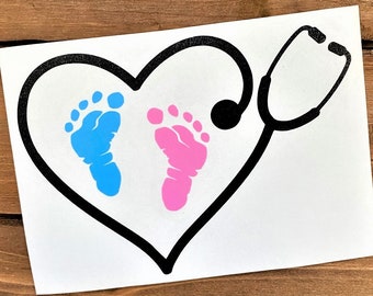 Nurse Decal NICU Nurse Baby Nurse OB Nurse Pediatric Nurse Stethoscope ...