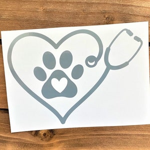 Veterinarian Decal Stethoscope With Paw Print Vet Tech Decal Animal ...