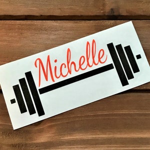 Barbell Decal Workout Decal Fitness Decal Crossfit Name Decal Laptop ...
