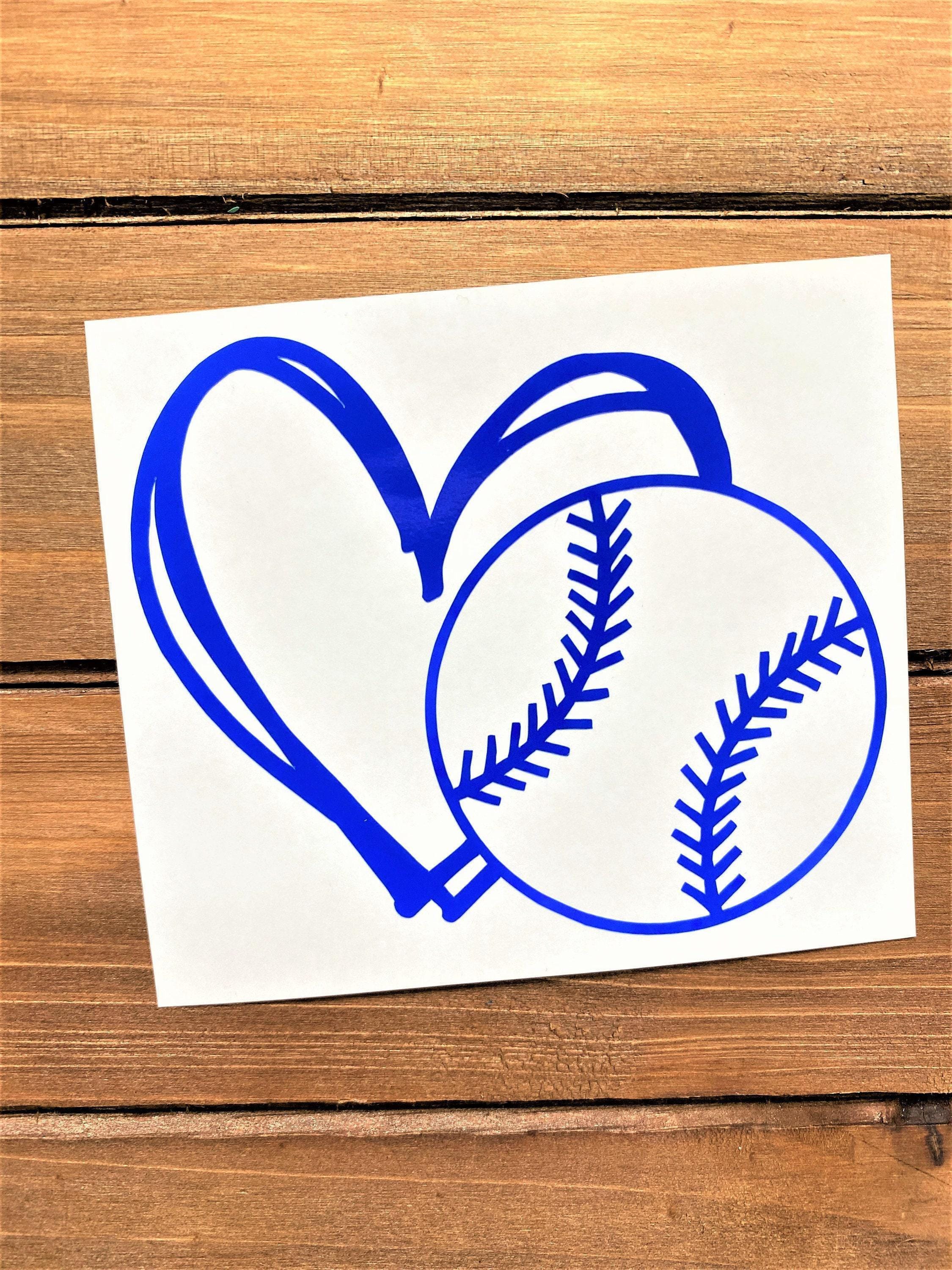 Heart Baseball Decal - Baseball Sticker - Etsy