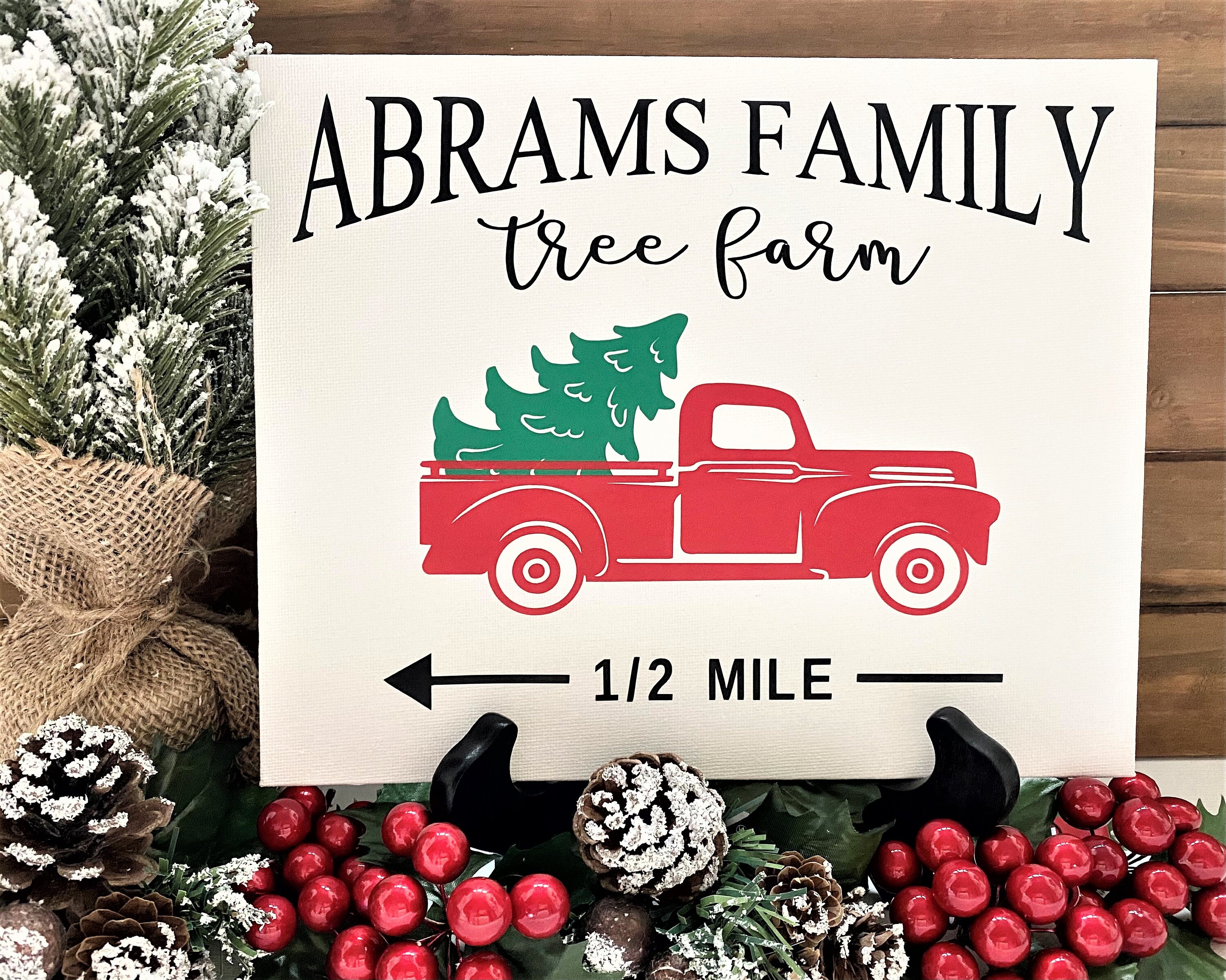 Family Name Tree Farm Canvas Sign Christmas Sign Holiday | Etsy
