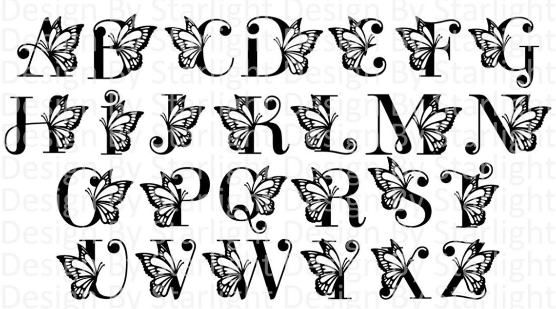 Butterfly Initial Butterfly Monogram Initial Decal | Etsy