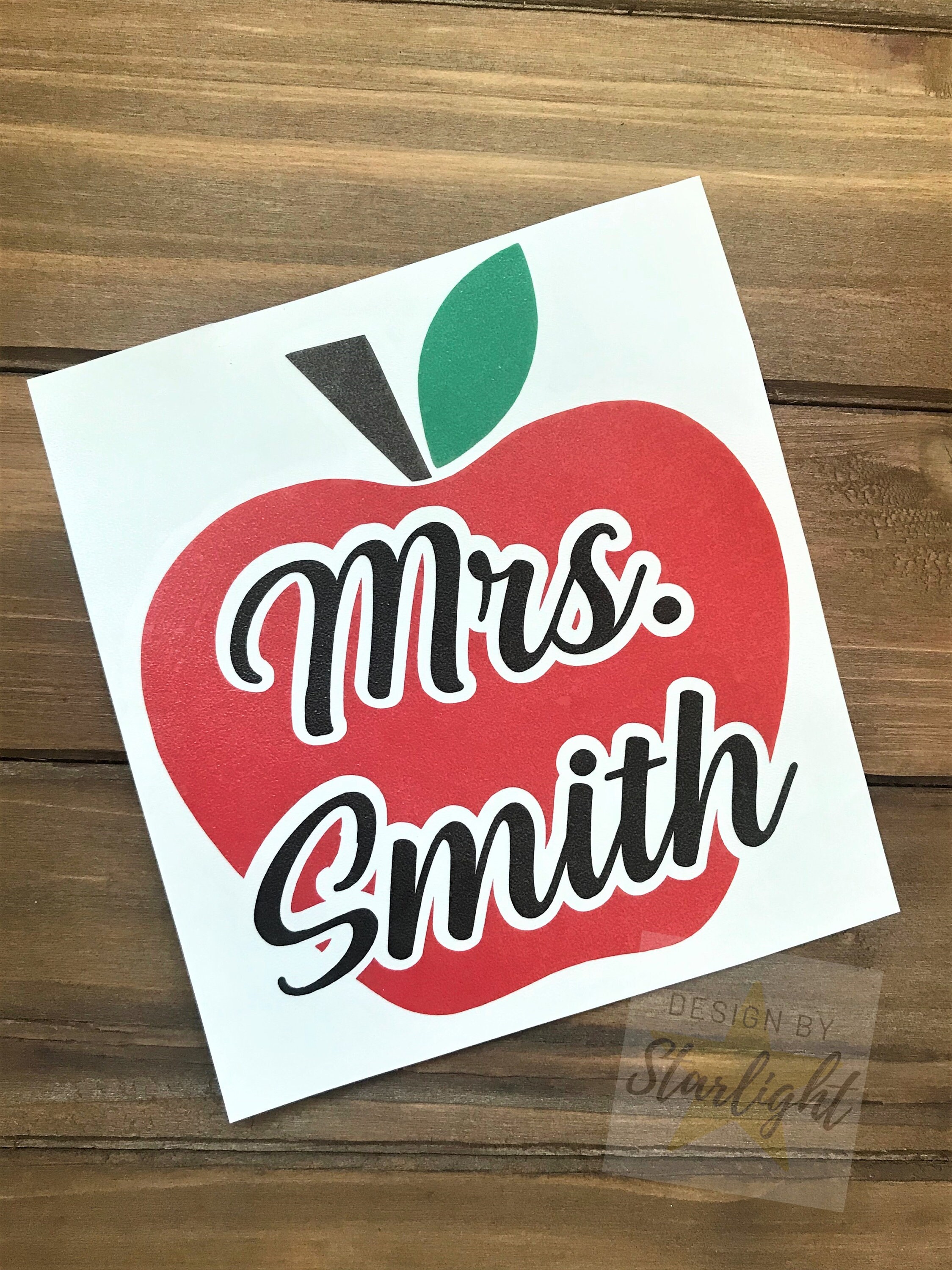Apple Decal Glitter Apple Teacher Decal Personalized | Etsy