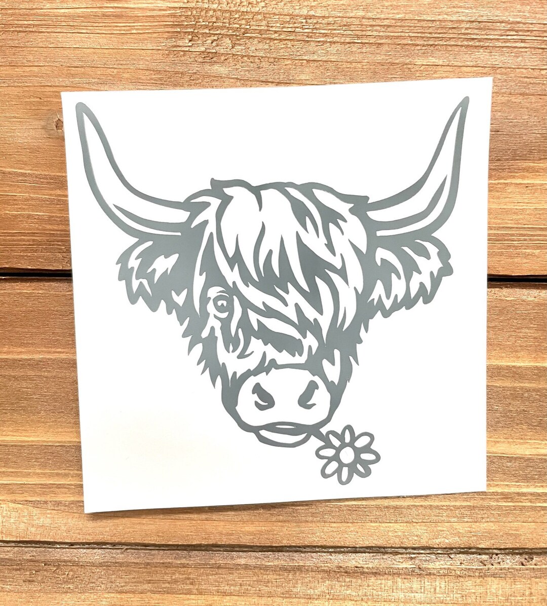 Highland Cow Decal Cow Decal Cow With Flower Farm Decal - Etsy
