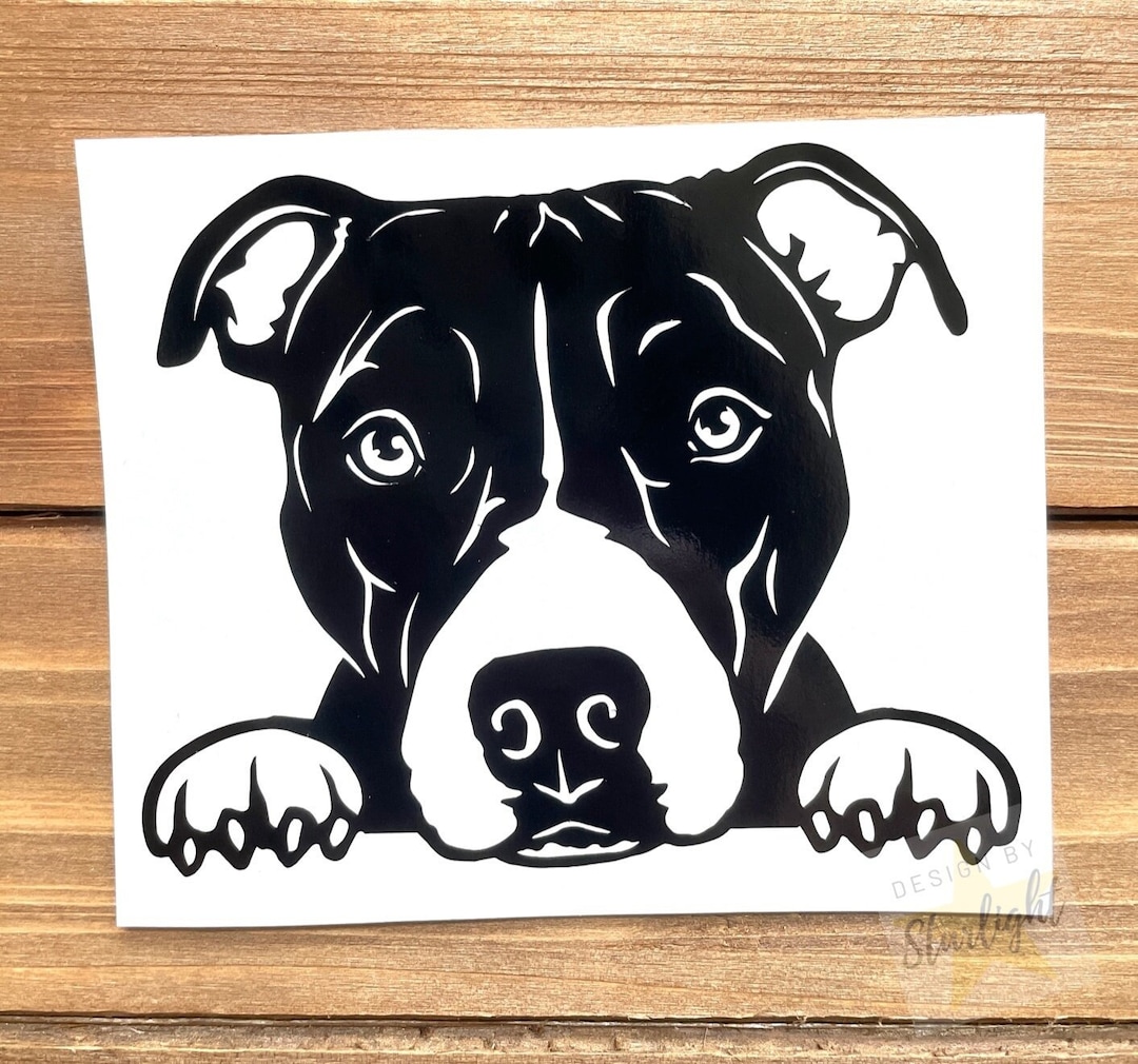 Pit Bull Decal Peeking Pit Bull Decal Pit Bull Pit Bull Sticker Dog ...