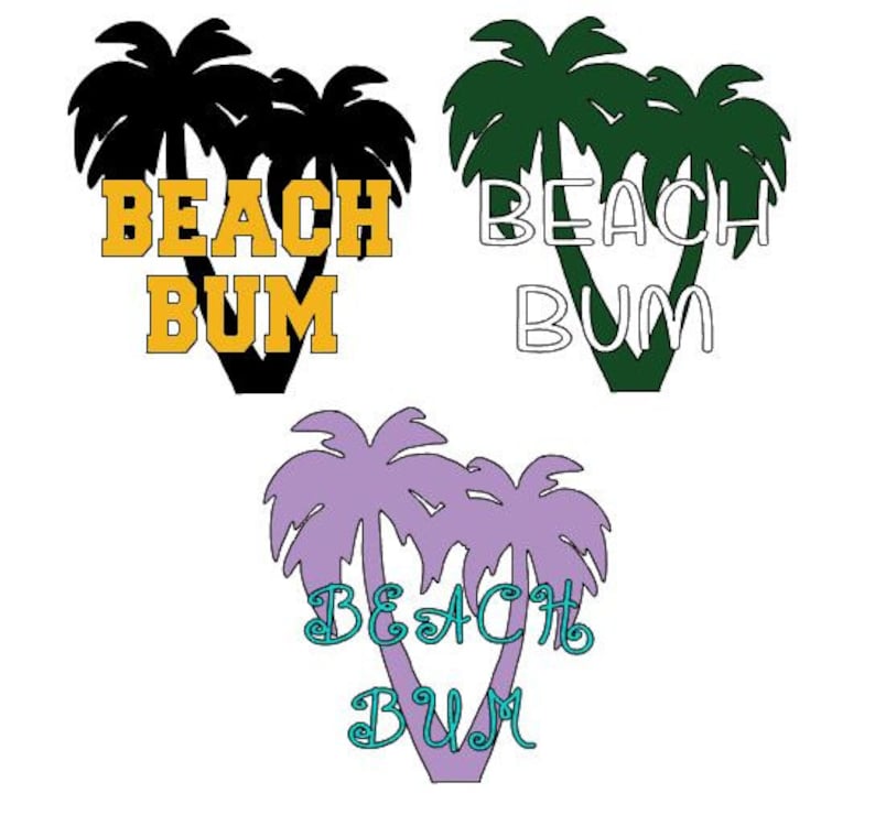 Beach Bum Decal Palm Tree Beach Bum Sticker Glitter - Etsy
