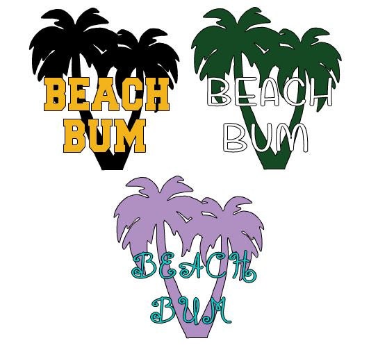 Beach Bum Decal Palm Tree Beach Bum Sticker Glitter | Etsy