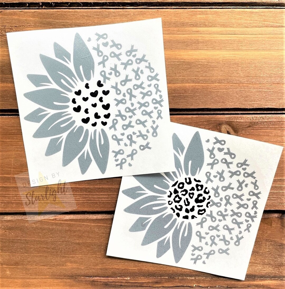 Sunflower Cancer Ribbon Brain Cancer Gray Ribbon Awareness Decal Cancer ...