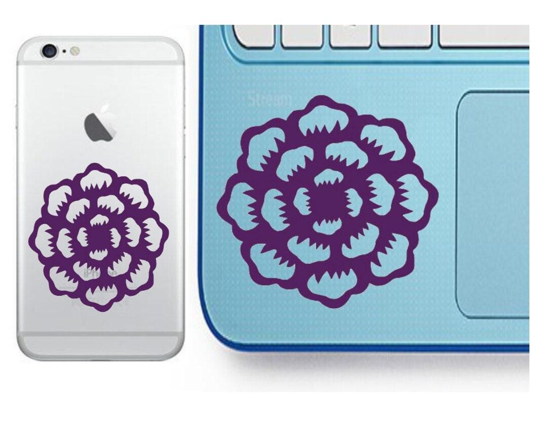 Flower Decal - Blooming Flower Decal - Laptop Decal - Cell Phone Decal ...