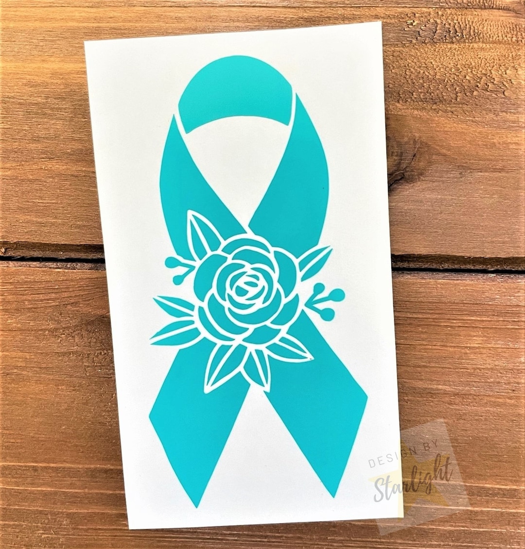 Cancer Ribbon Ovarian Cancer Teal Ribbon Awareness Decal Cancer ...