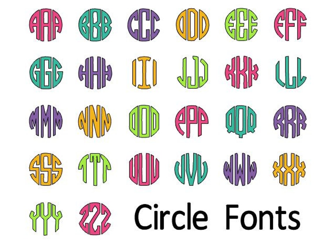 Circle Monogram Decal Monogram Decal Initial Decal | Etsy