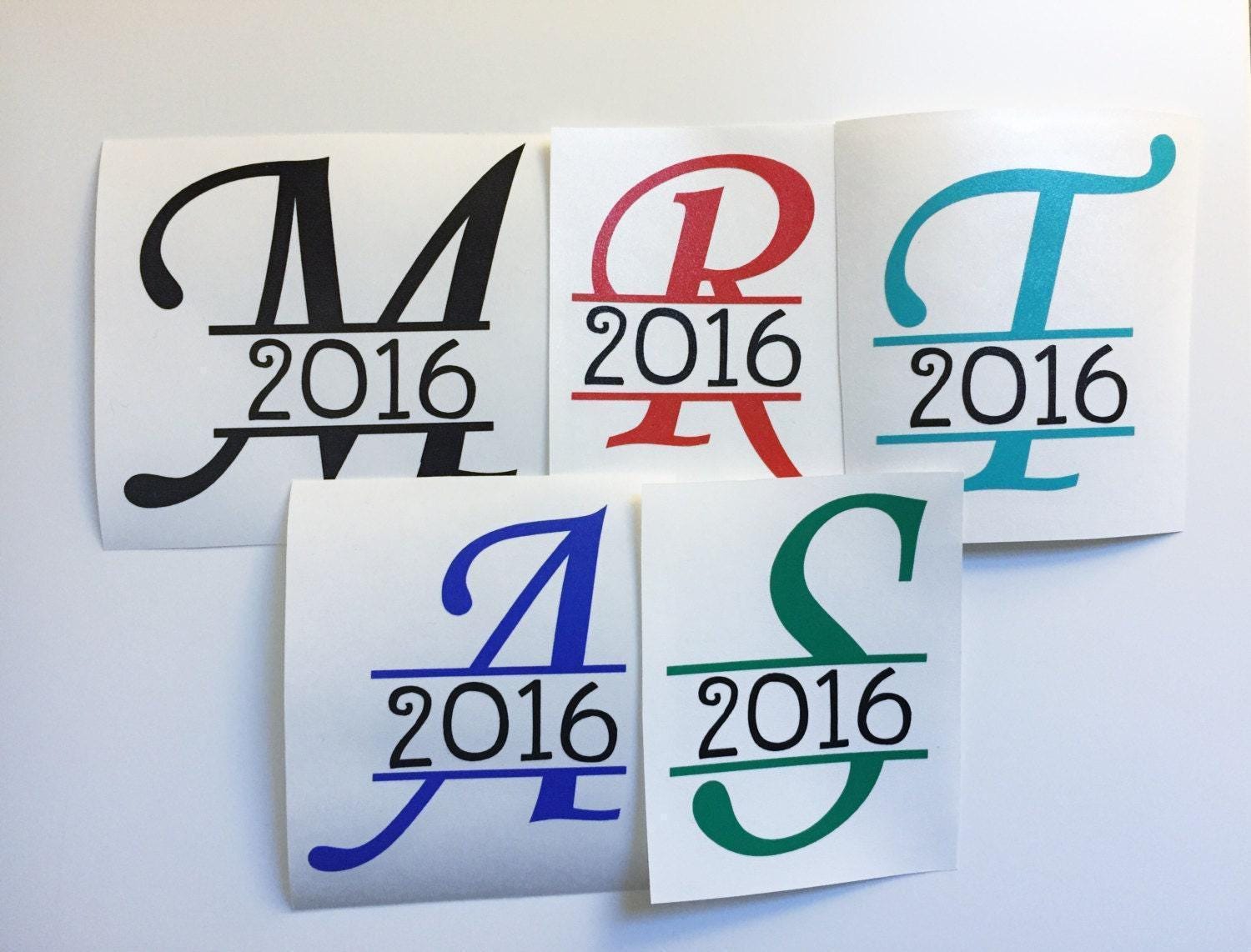 Initial Decal - Split Letter Initial - Glitter Decal - Vine Monogram ...