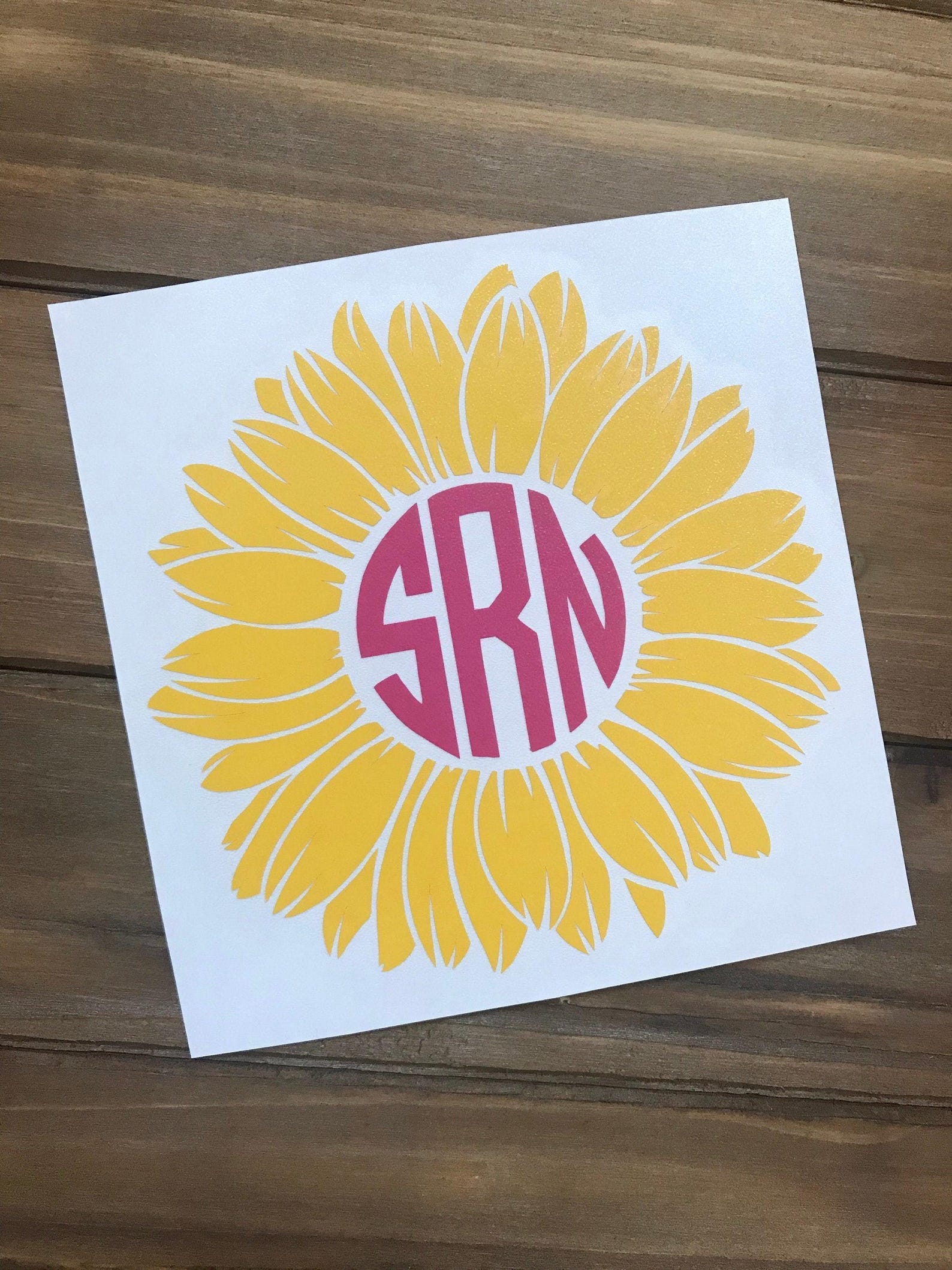 Sunflower Monogram Decal - Monogram Decal - Sunflower - Circle Monogram ...
