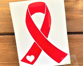 Heart Disease Awareness Ribbon Decal Cardiovascular Heart Health Red ...