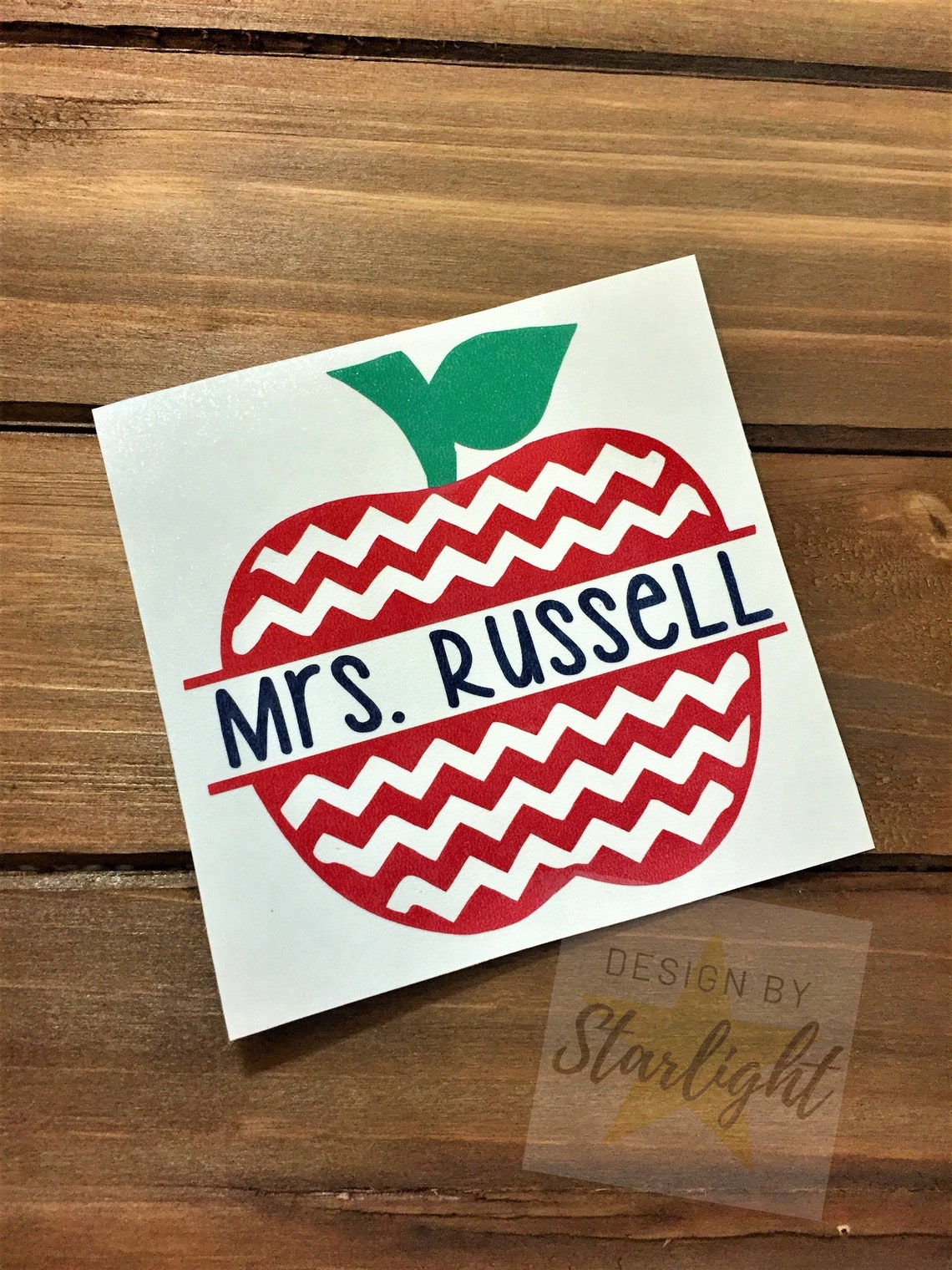 Apple Decal Chevron Apple Glitter Apple Teacher Decal | Etsy