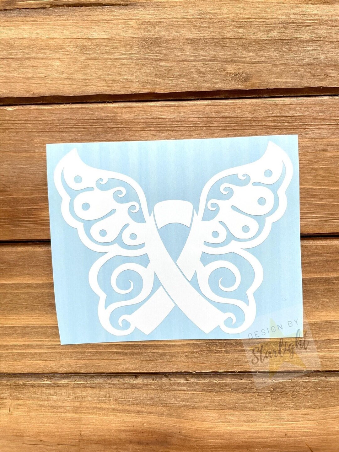 Butterfly Cancer Ribbon - Lung Cancer - White Ribbon - Awareness Decal ...