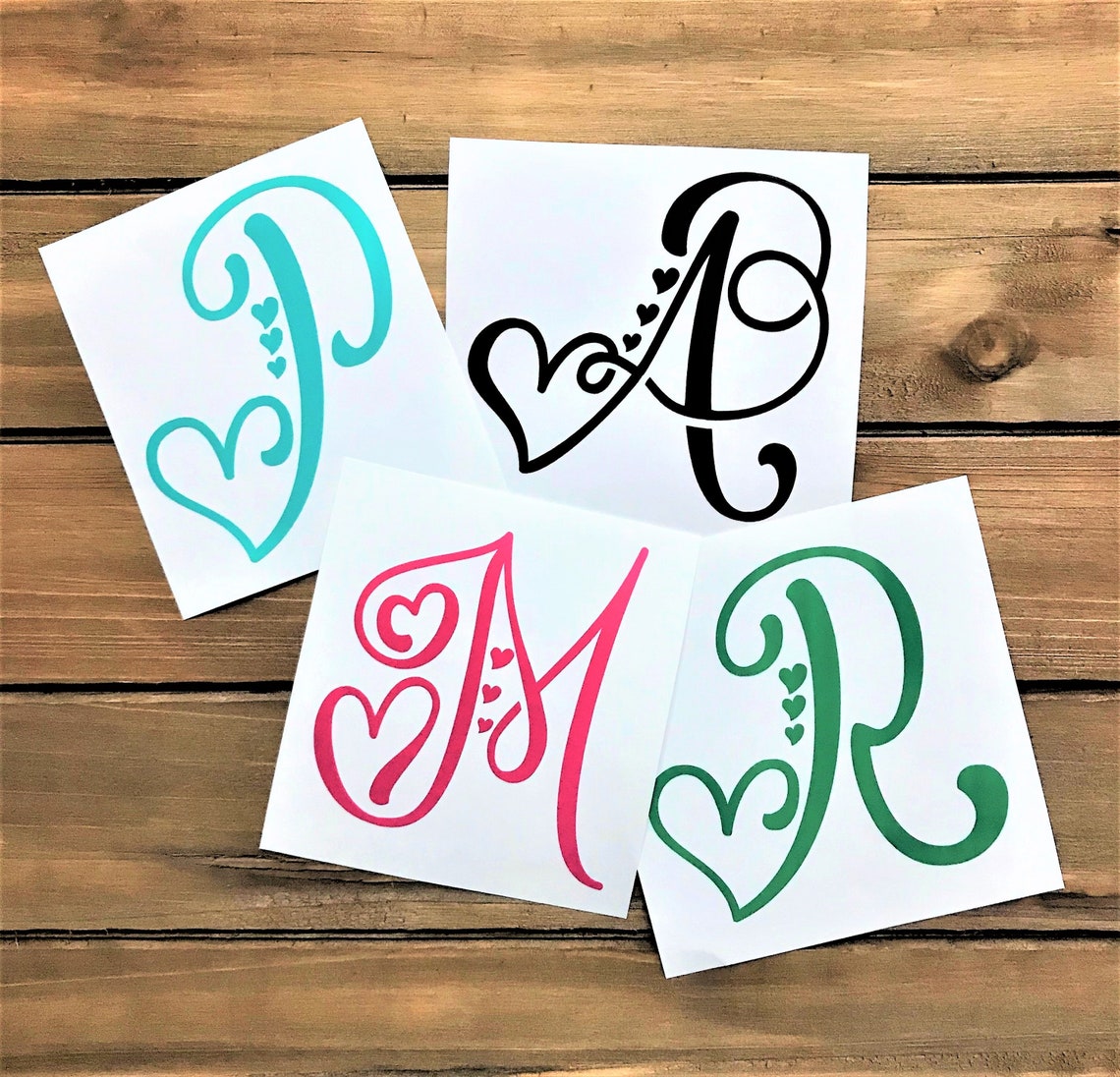 Swirl Heart Initial Heart Monogram Initial Decal Heart | Etsy