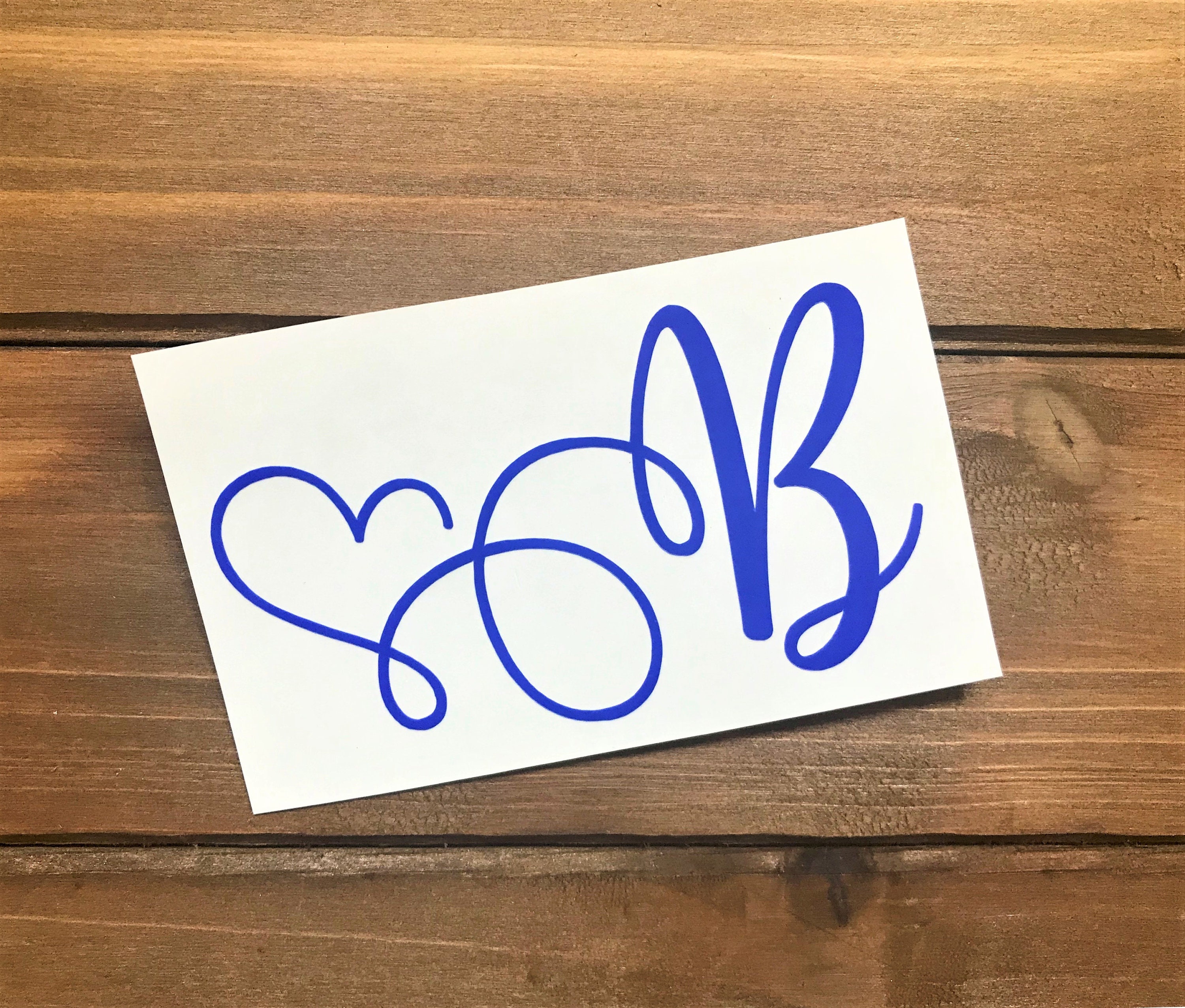 Initial With Heart Heart Monogram Initial Decal Heart | Etsy