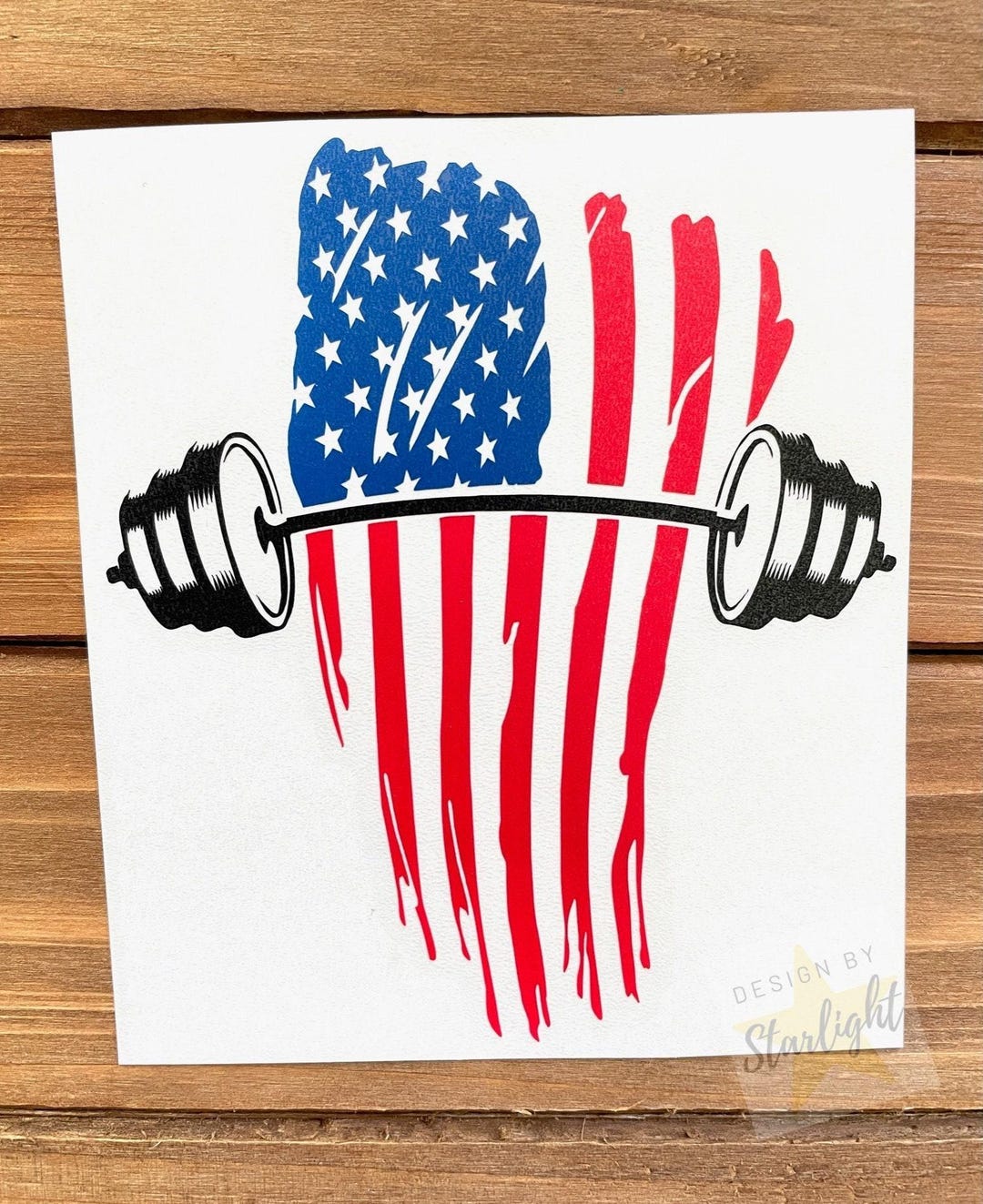 Flag With Barbell Decal - Gym Decal - Weight Decal - Weight Lifting ...