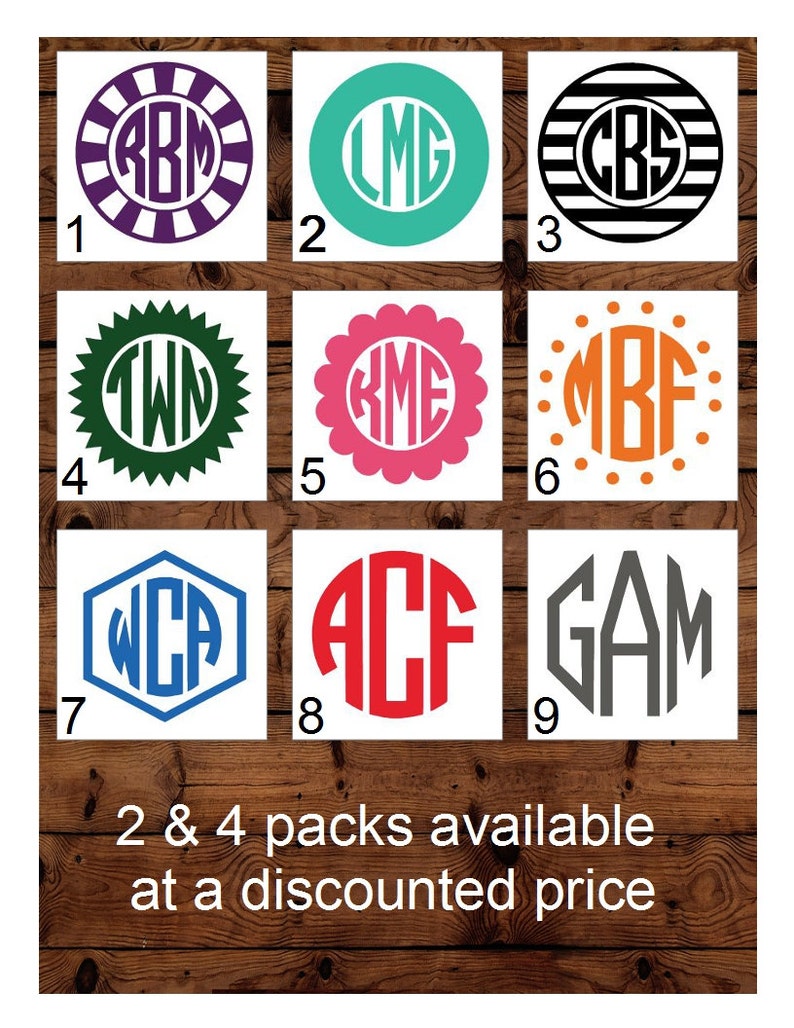 Circle Monogram Decal Monogram Decal Initial Decal - Etsy