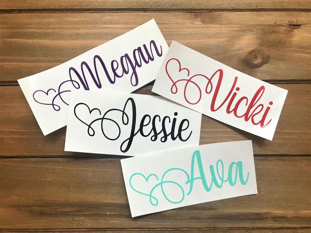 Name With Heart - Heart Name - Name Decal - Heart Decal - Glitter Decal ...