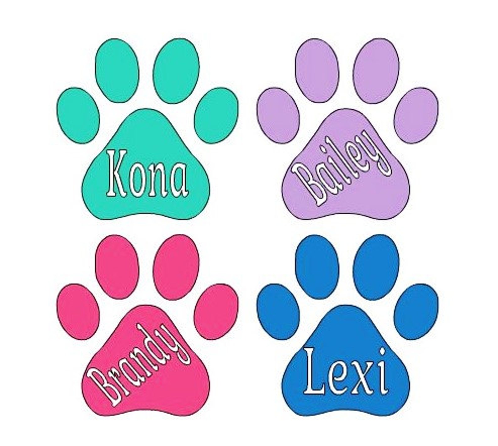 Paw Print Decal Glitter Paw Print Pet Name Decal - Etsy