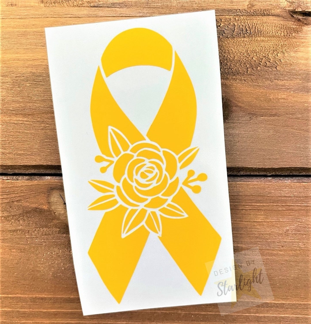 Cancer Ribbon Bone Cancer Yellow Ribbon Awareness Decal Cancer ...