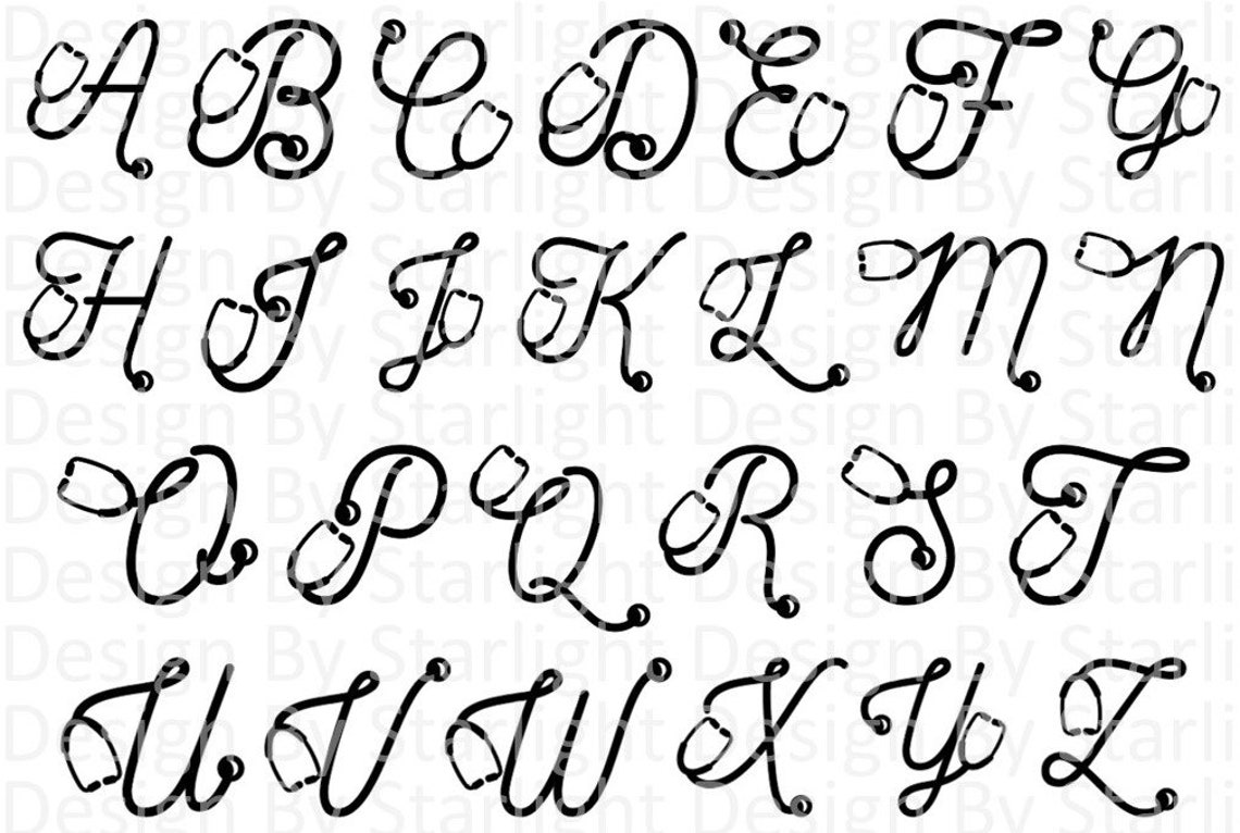 Stethoscope Initial Stethoscope Monogram Initial Decal - Etsy