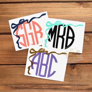 Circle Monogram With Bow - Bow Monogram - Bow Decal - Monogram Decal - Etsy