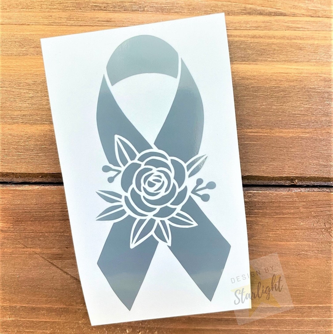 Cancer Ribbon Brain Cancer Gray Ribbon Awareness Decal Cancer Awareness ...