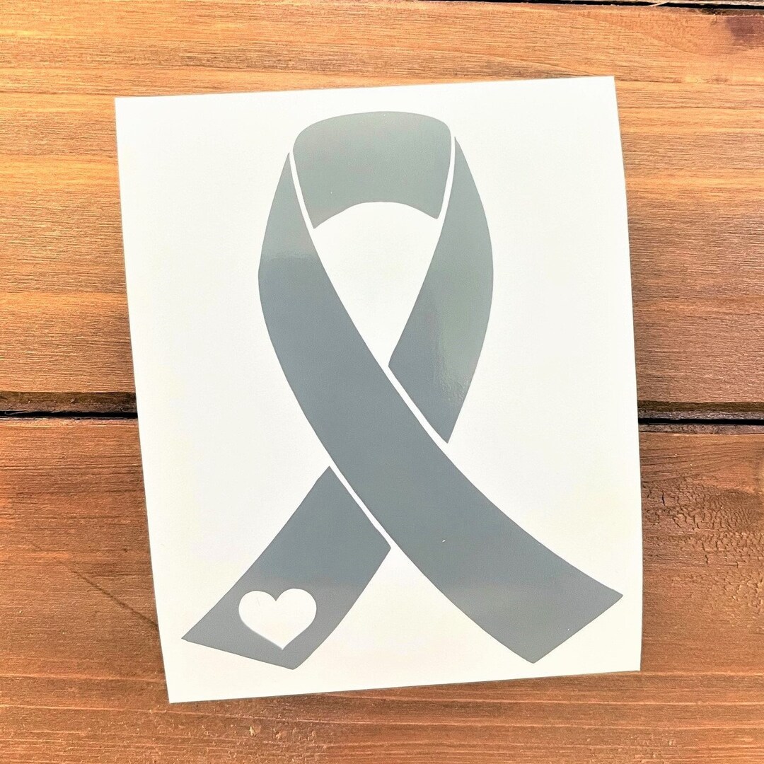 Cancer Ribbon Brain Cancer Gray Ribbon Awareness Decal - Etsy