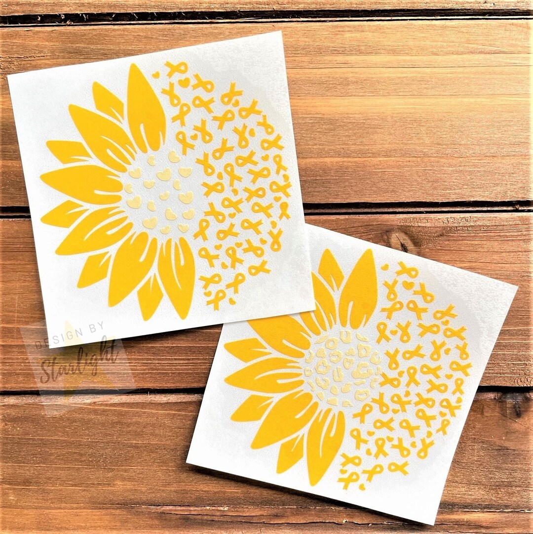 Sunflower Cancer Ribbon Bone Cancer Yellow Ribbon Awareness Decal ...
