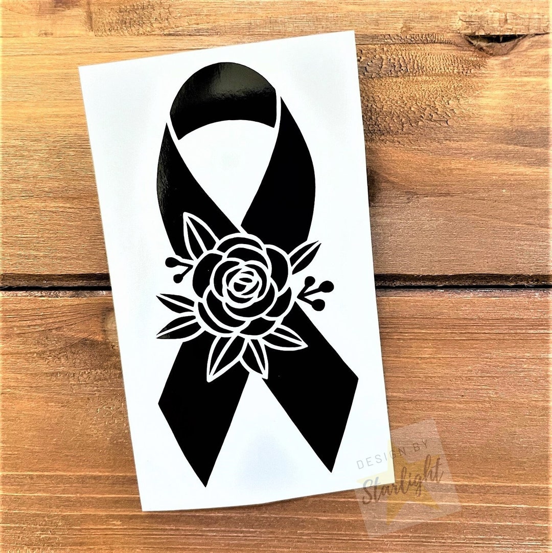 Cancer Ribbon Melanoma Skin Cancer Black Ribbon Decal Awareness Decal ...