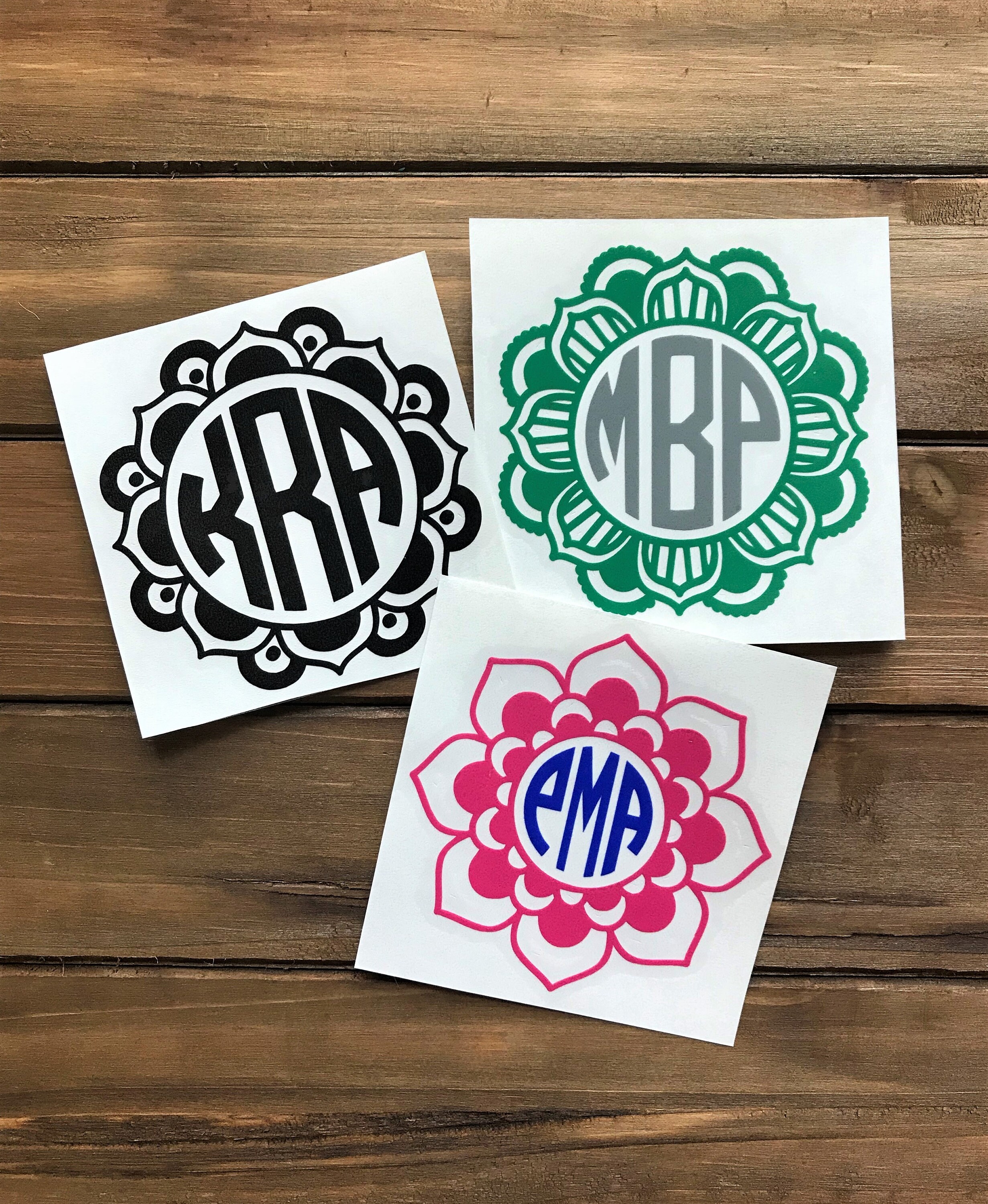 Mandala Monogram Decal Monogram Decal Mandala Circle | Etsy