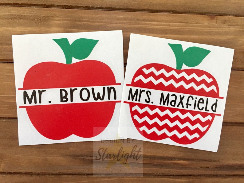 Apple Decal Chevron Apple Glitter Apple Teacher Decal - Etsy