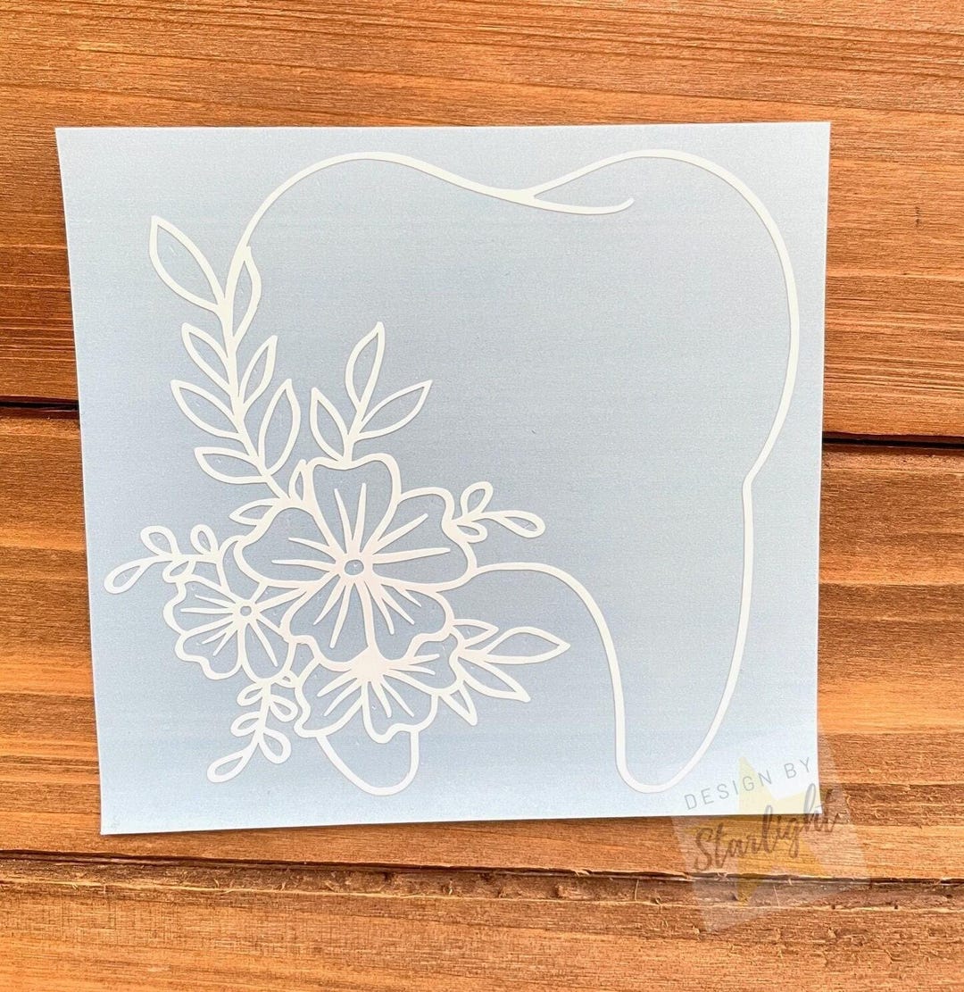 Floral Tooth Decal - Dental Decal - Dental Hygienist Decal - Tooth ...