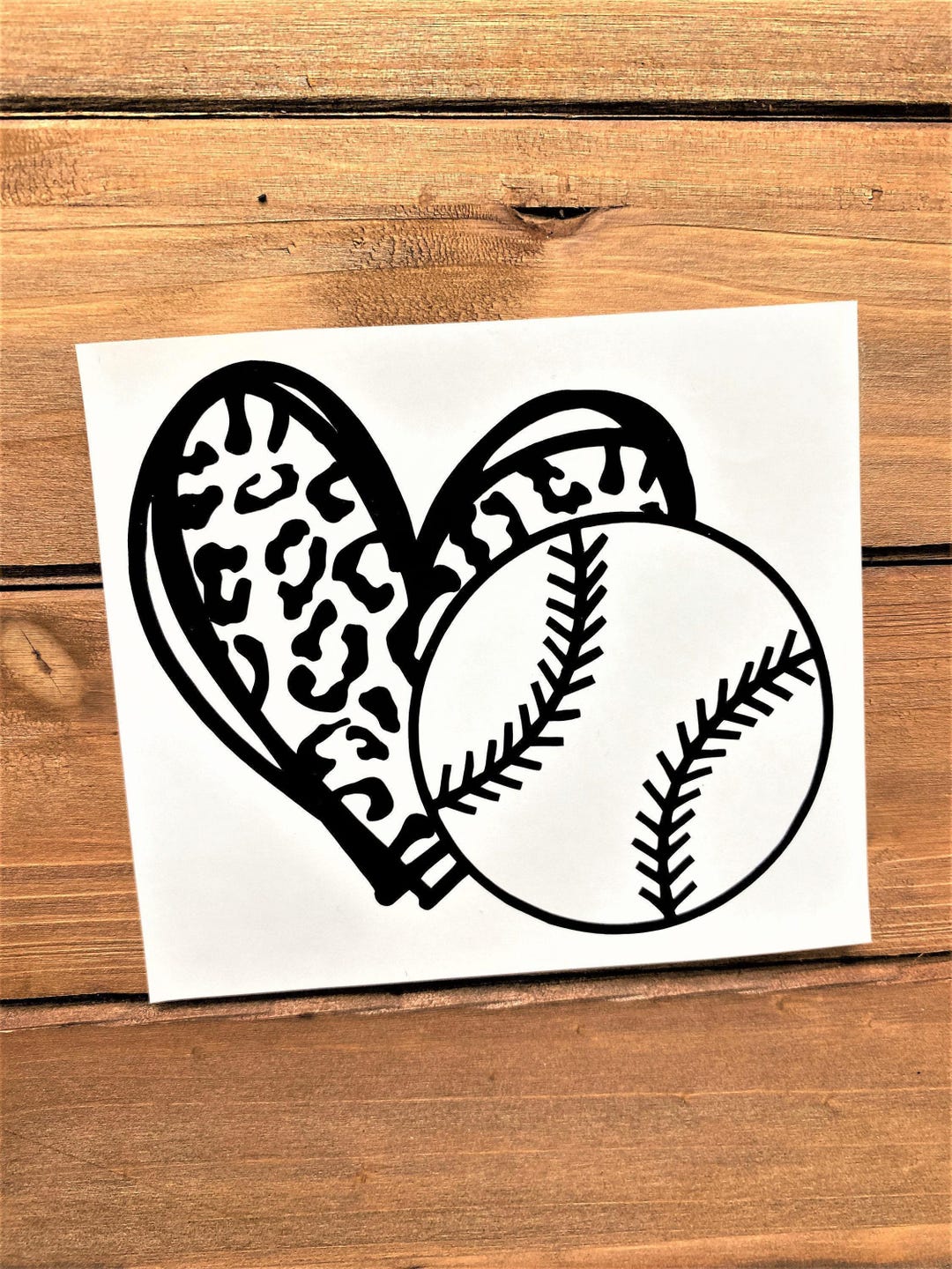 Heart Baseball Decal - Leopard Baseball - Cheetah Baseball - Baseball ...