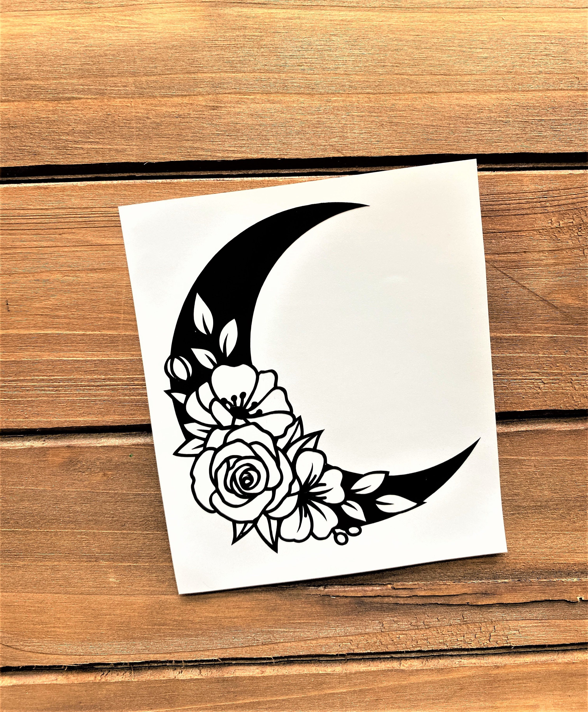 Floral Moon Decal Moon Decal Flowers - Etsy
