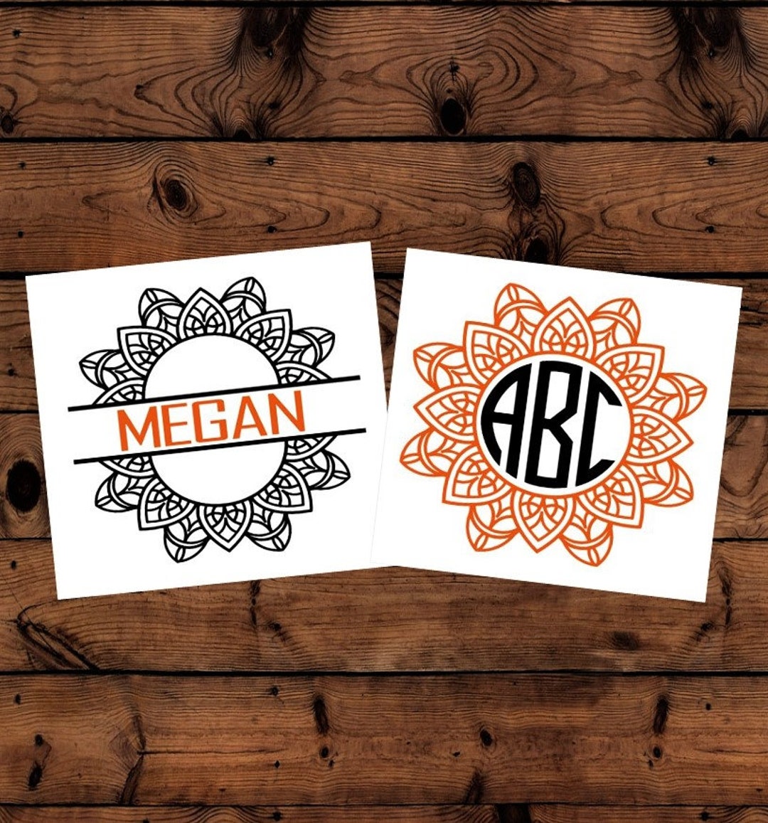 Mandala Monogram Decal Monogram Decal Mandala Name Mandala Decal Circle ...